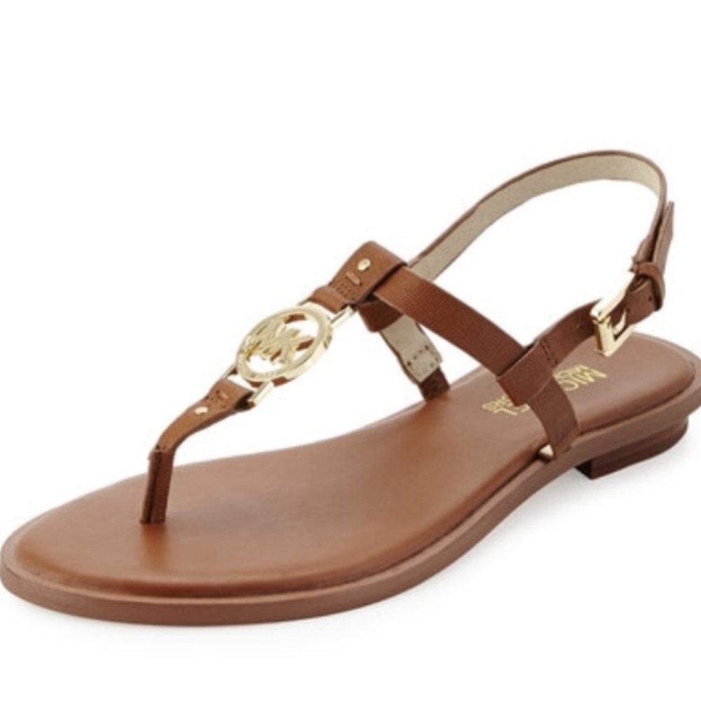 Michael Kors Sondra Logo Thong Sandal Brown Leather S… - Gem